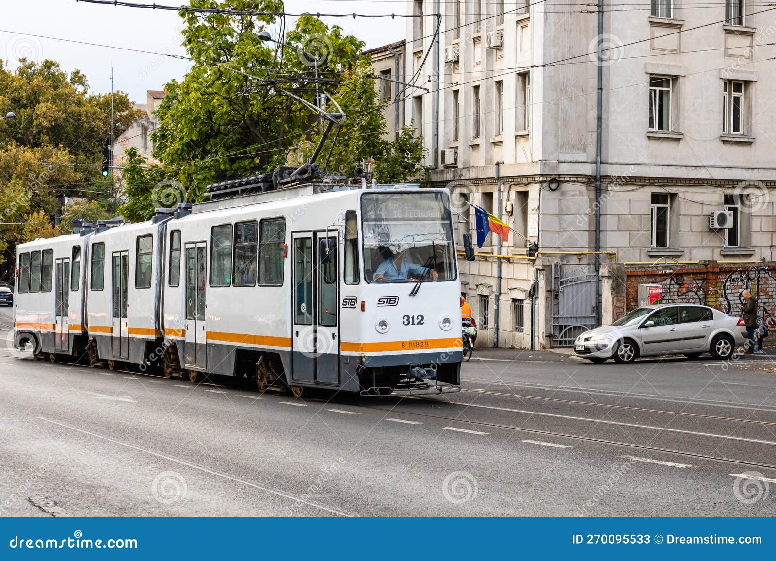 Tram in Traffic. Public Transport Bucharest, Romania, 2022 Editorial ...