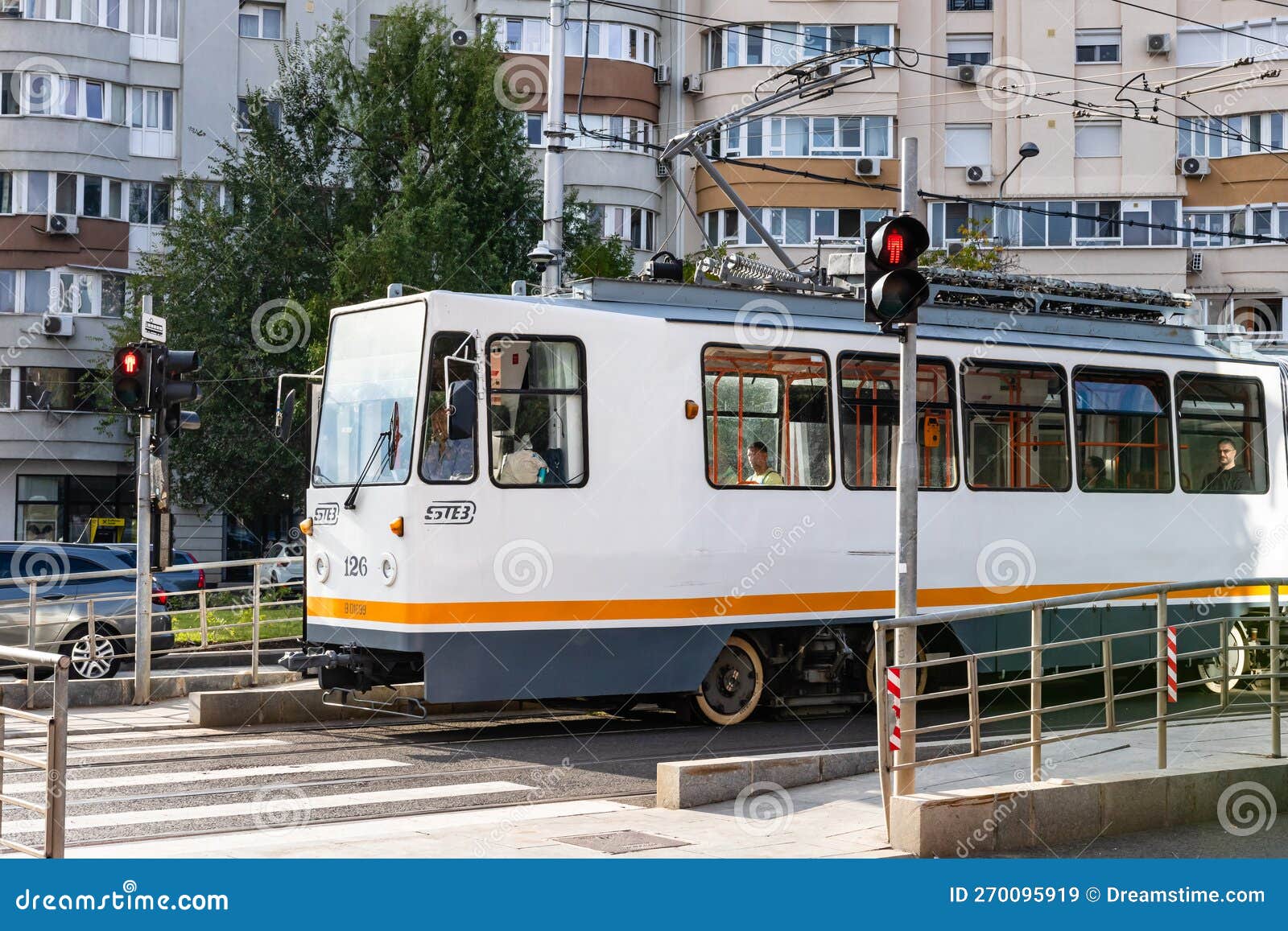 Tram in Traffic. Public Transport Bucharest, Romania, 2022 Editorial ...