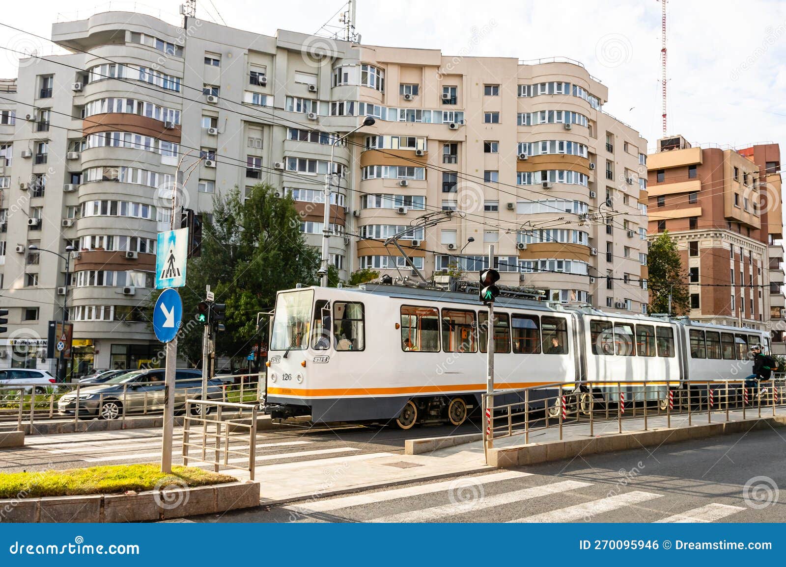 Tram in Traffic. Public Transport Bucharest, Romania, 2022 Editorial ...