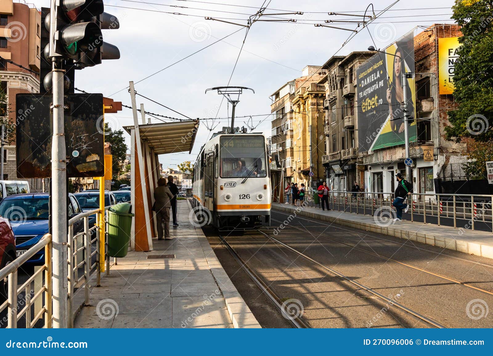 Tram in Traffic. Public Transport Bucharest, Romania, 2022 Editorial ...