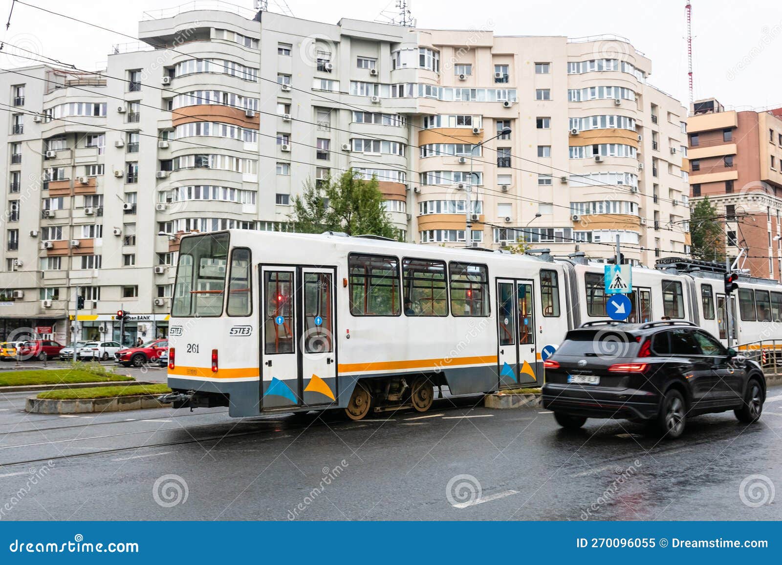 Tram in Traffic. Public Transport Bucharest, Romania, 2022 Editorial ...