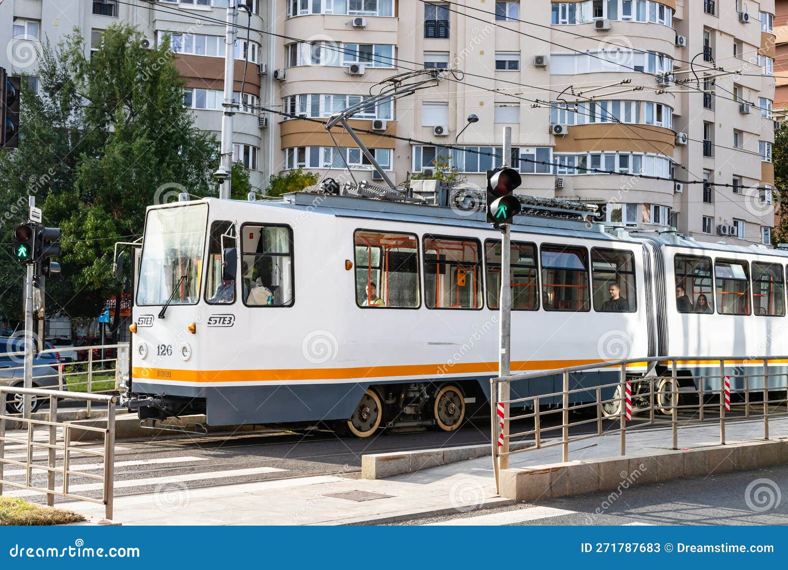Tram in Traffic. Public Transport Bucharest, Romania, 2022 Editorial ...