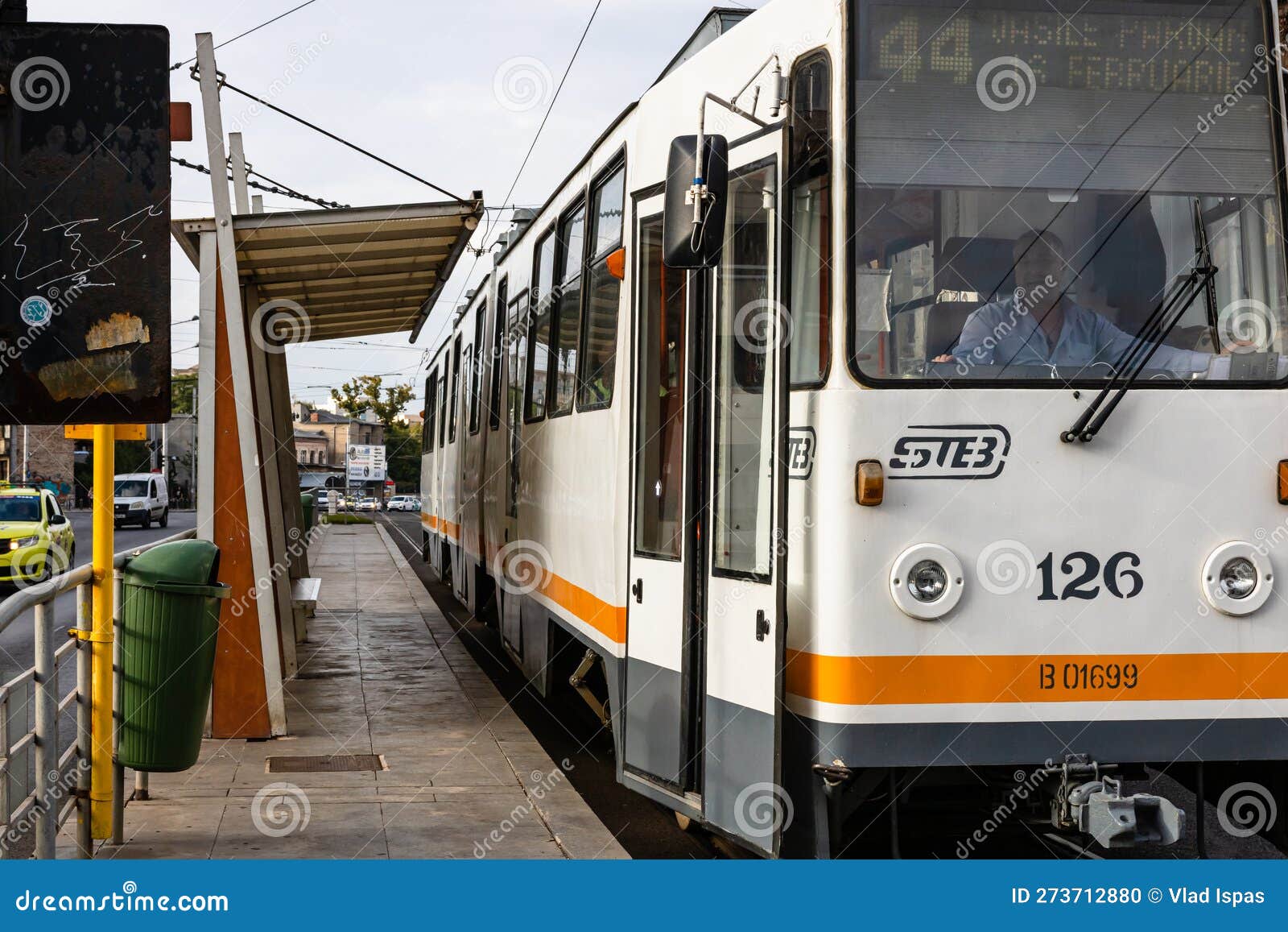 Tram in Traffic. Public Transport Bucharest, Romania, 2022 Editorial ...