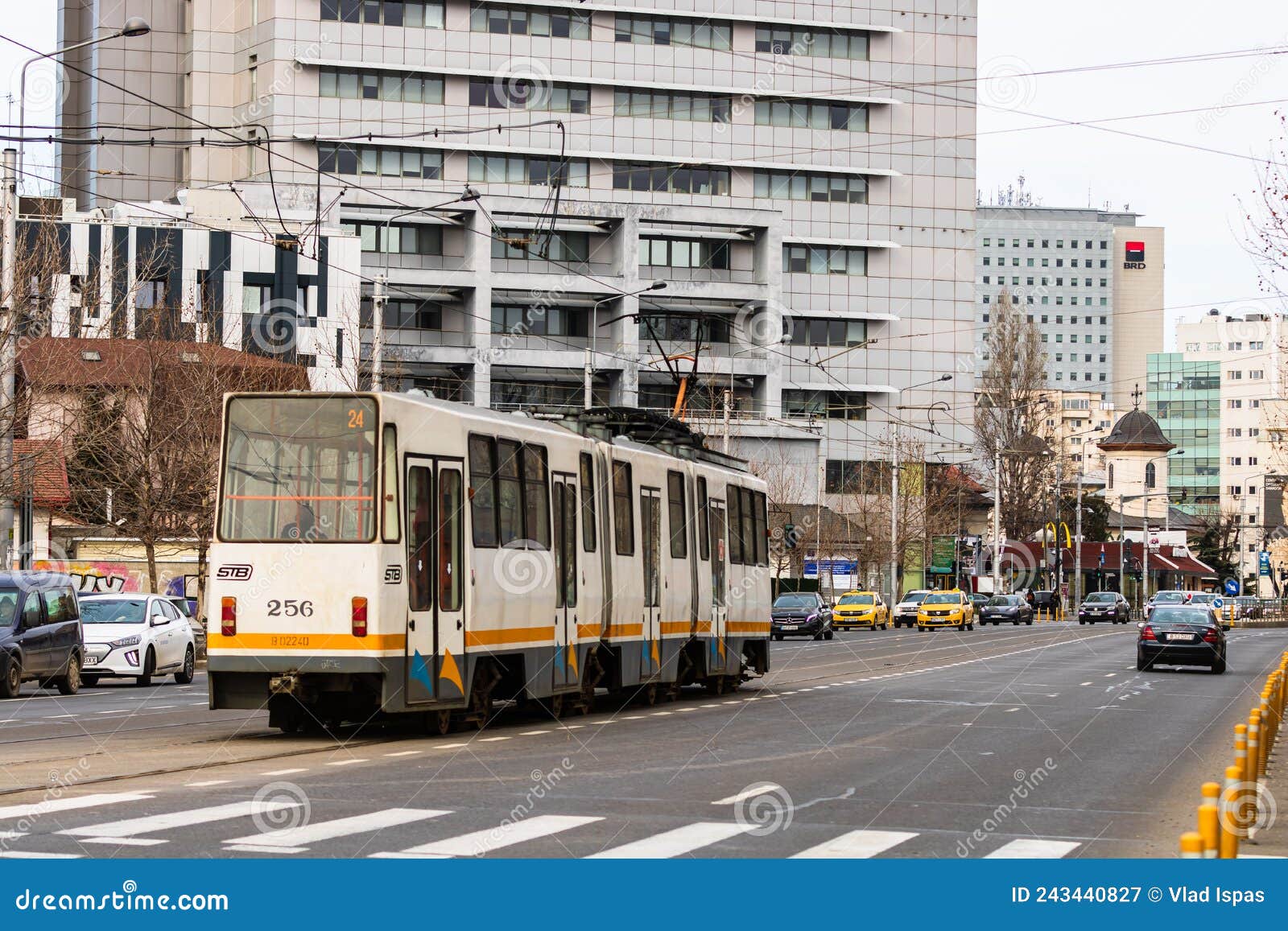 Tram in Traffic on the Streets of Bucharest, Romania, 2022 Editorial ...