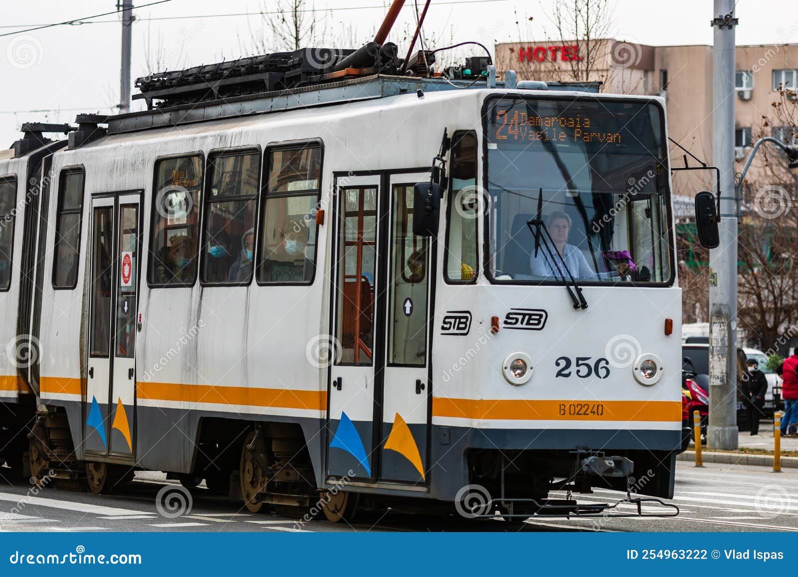 Tram in Traffic on the Streets of Bucharest, Romania, 2022 Editorial ...