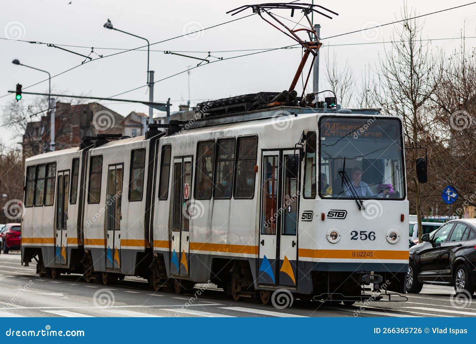 Tram in Traffic on the Streets of Bucharest, Romania, 2022 Editorial ...