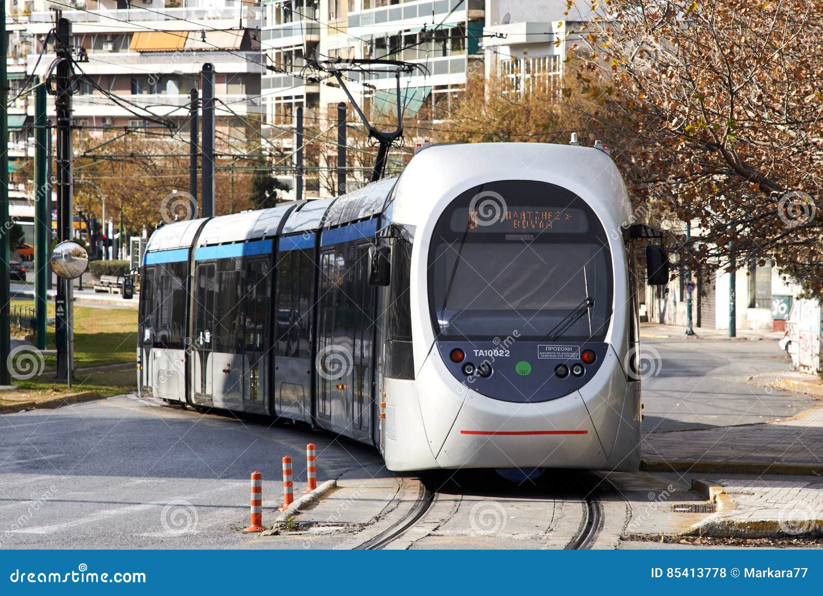 Tram train in Athens. editorial stock photo. Image of tram - 85413778