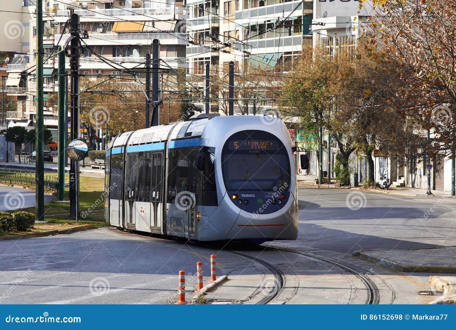 Tram train in Athens. editorial stock photo. Image of railway - 86152698