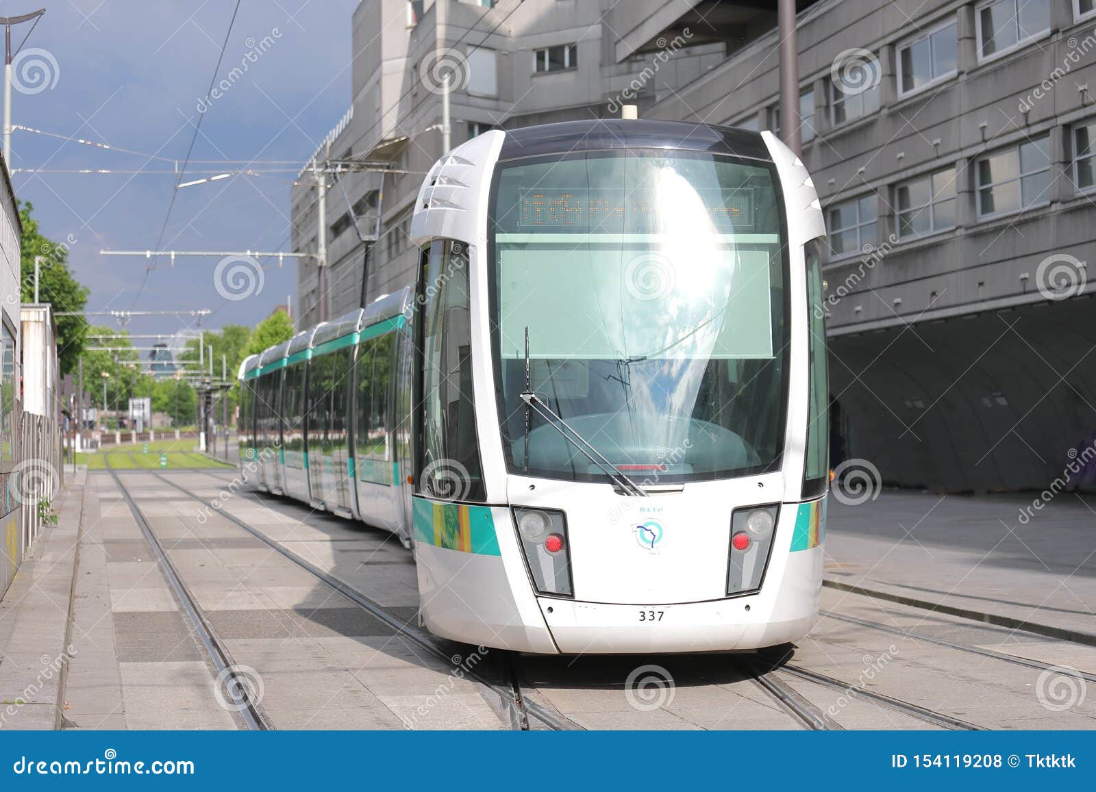 Tram train Paris France editorial stock photo. Image of france - 154119208