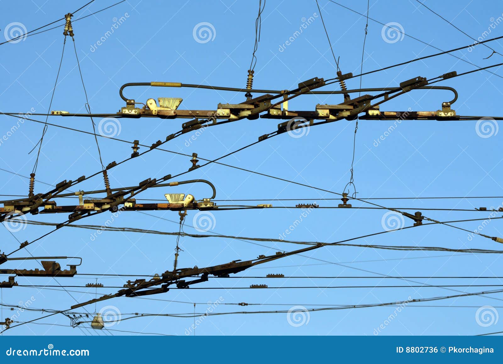 Tram and trolleybus wires stock photo. Image of guide - 8802736