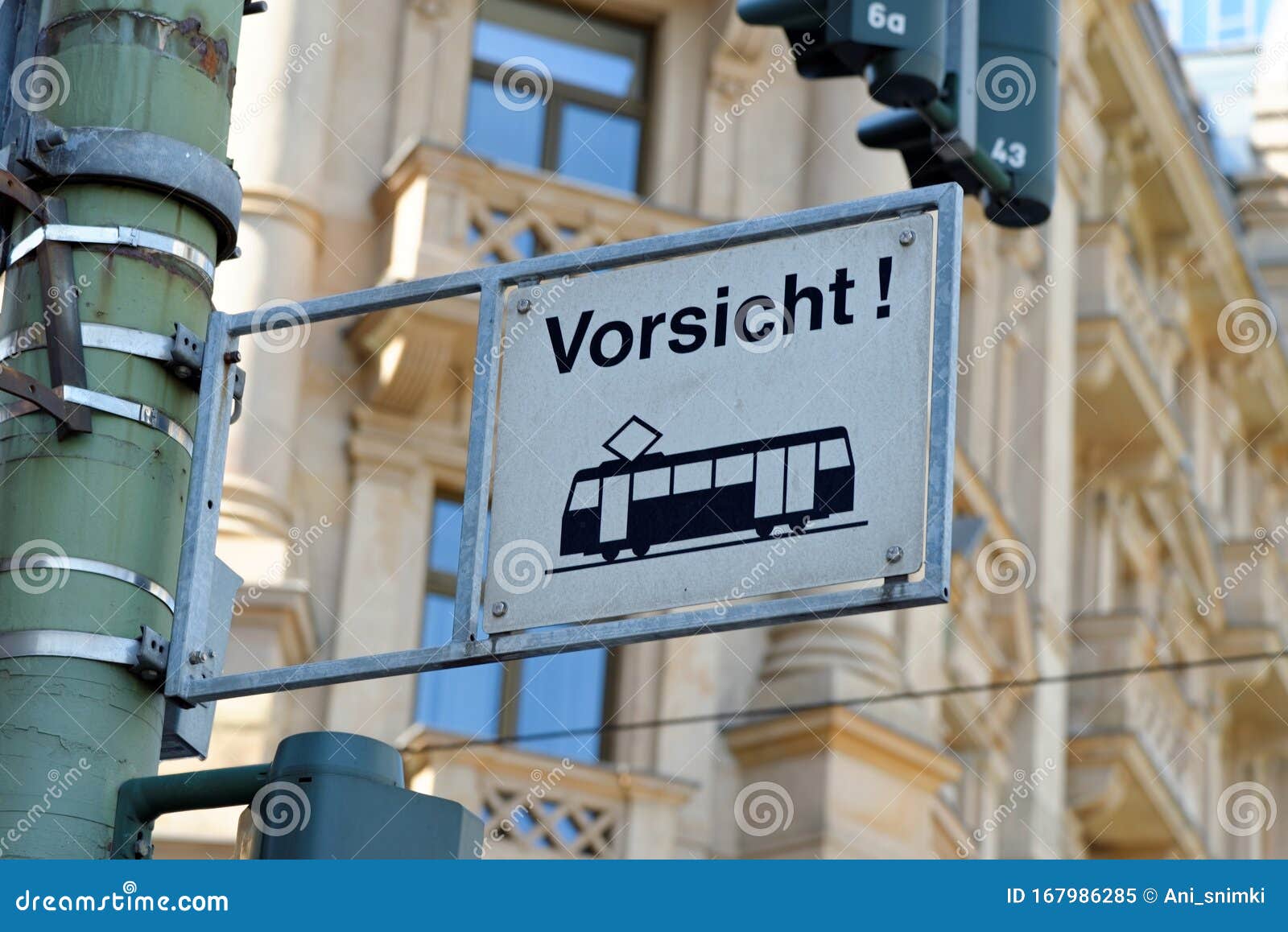 Tram Warning Sign in Frankfurt am Main Stock Image - Image of rails ...