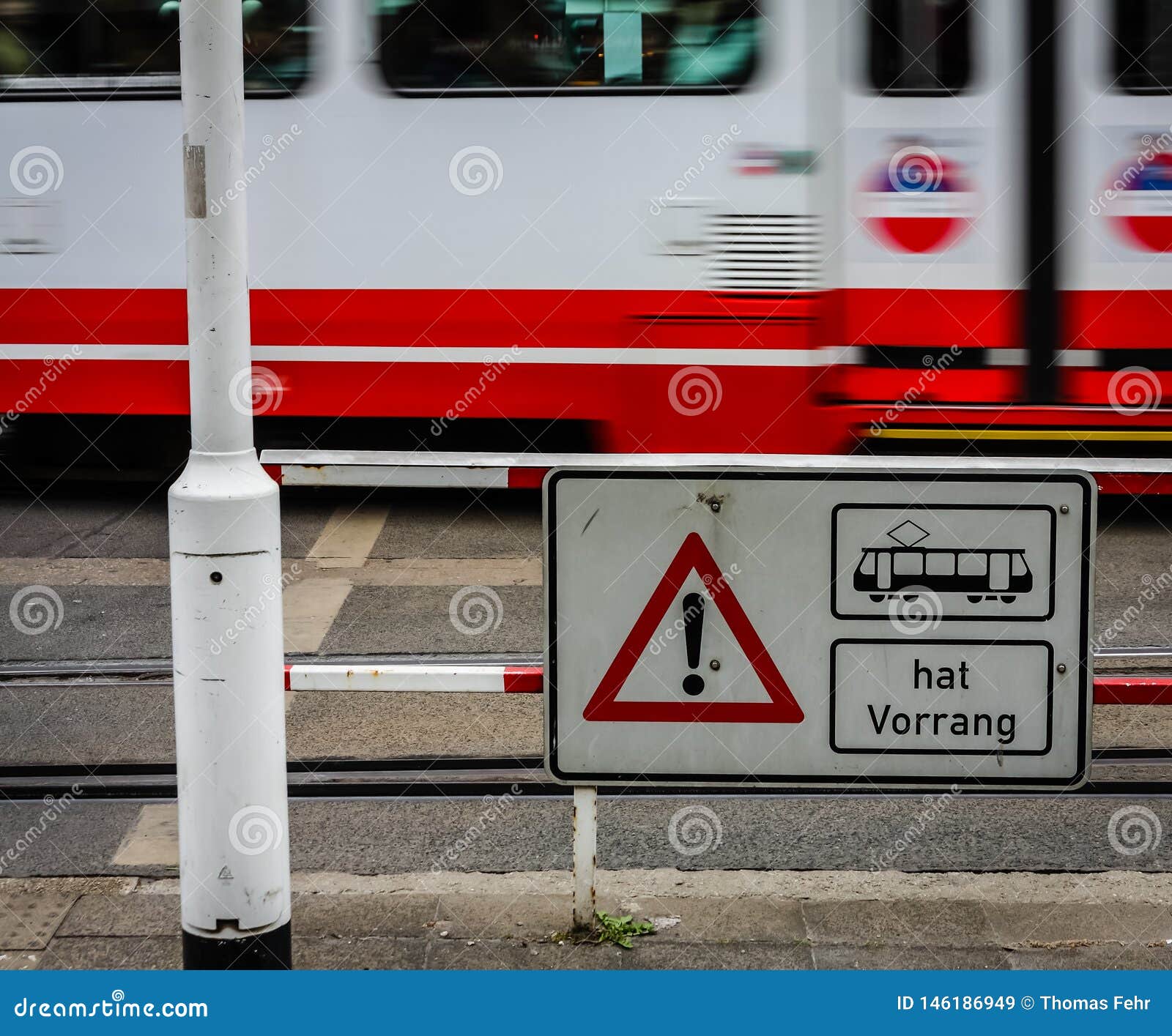 Tram warning sign stock image. Image of railway, careful - 146186949