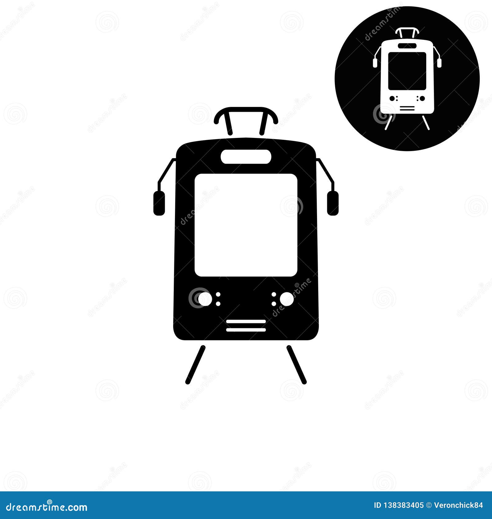 Tram - white vector icon stock vector. Illustration of black - 138383405