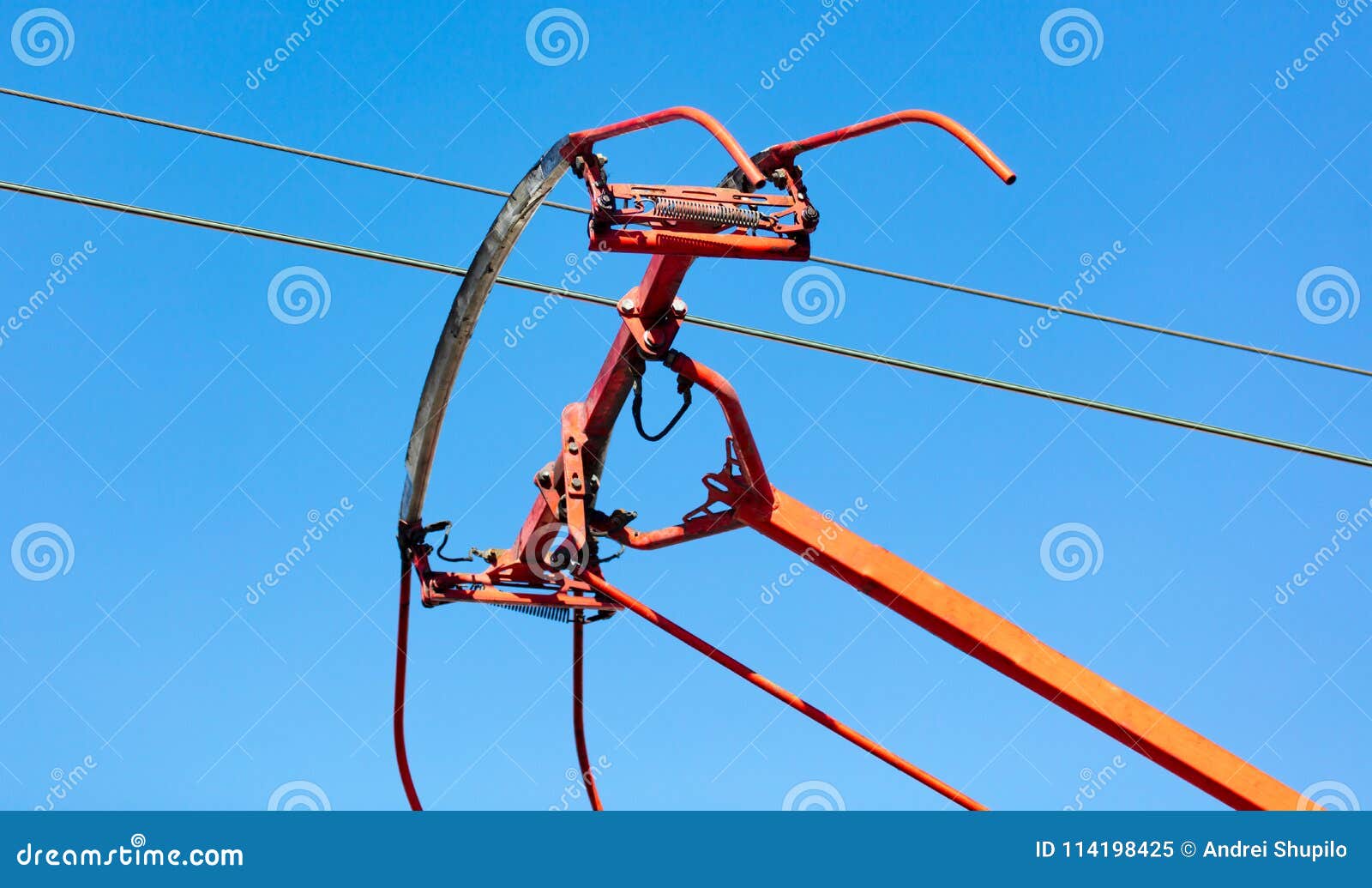 Tram Wires Against the Blue Sky Stock Image - Image of high, cable ...