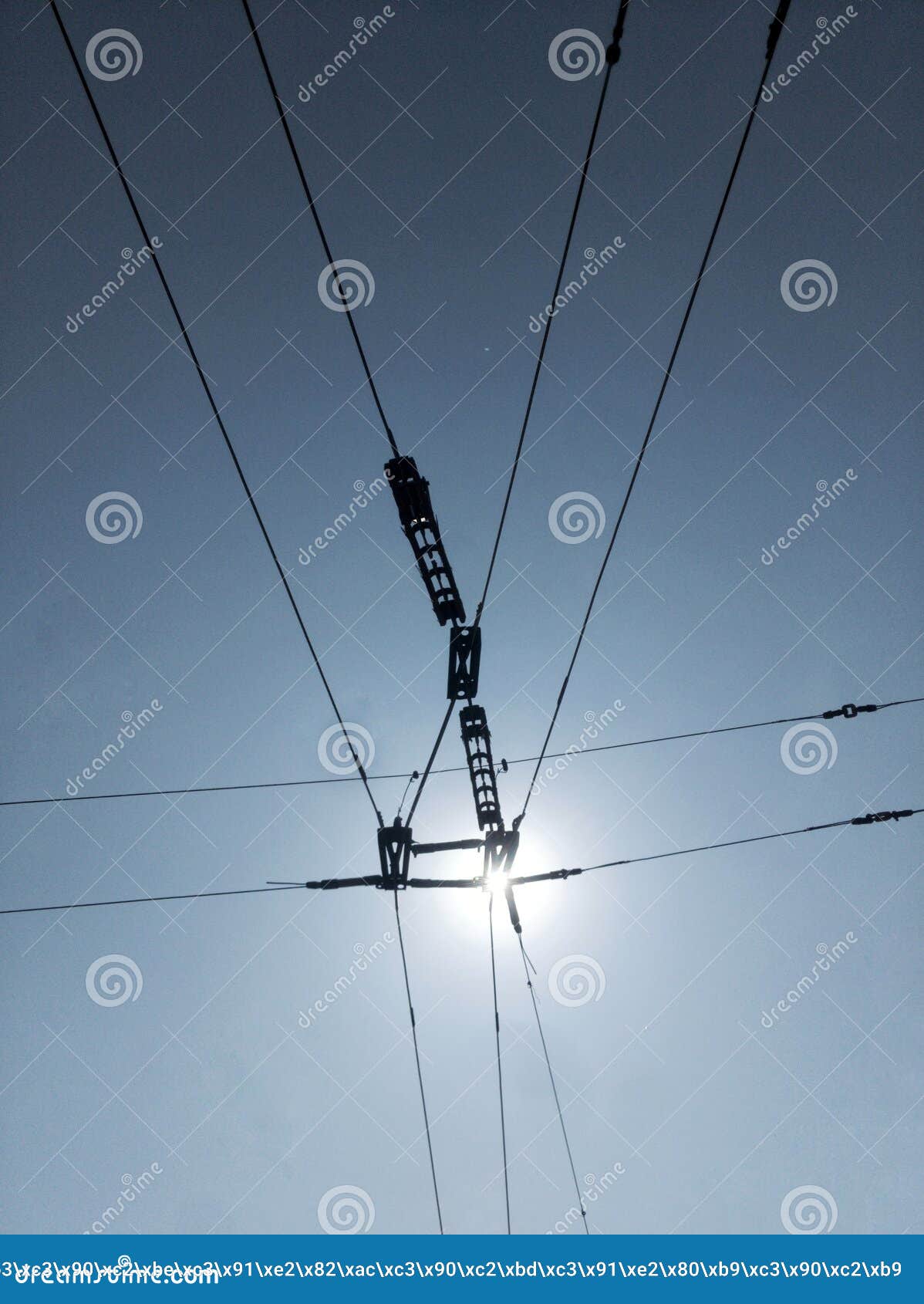 Tram Wires Cable Electricity Sky and Sun Stock Photo - Image of wires ...