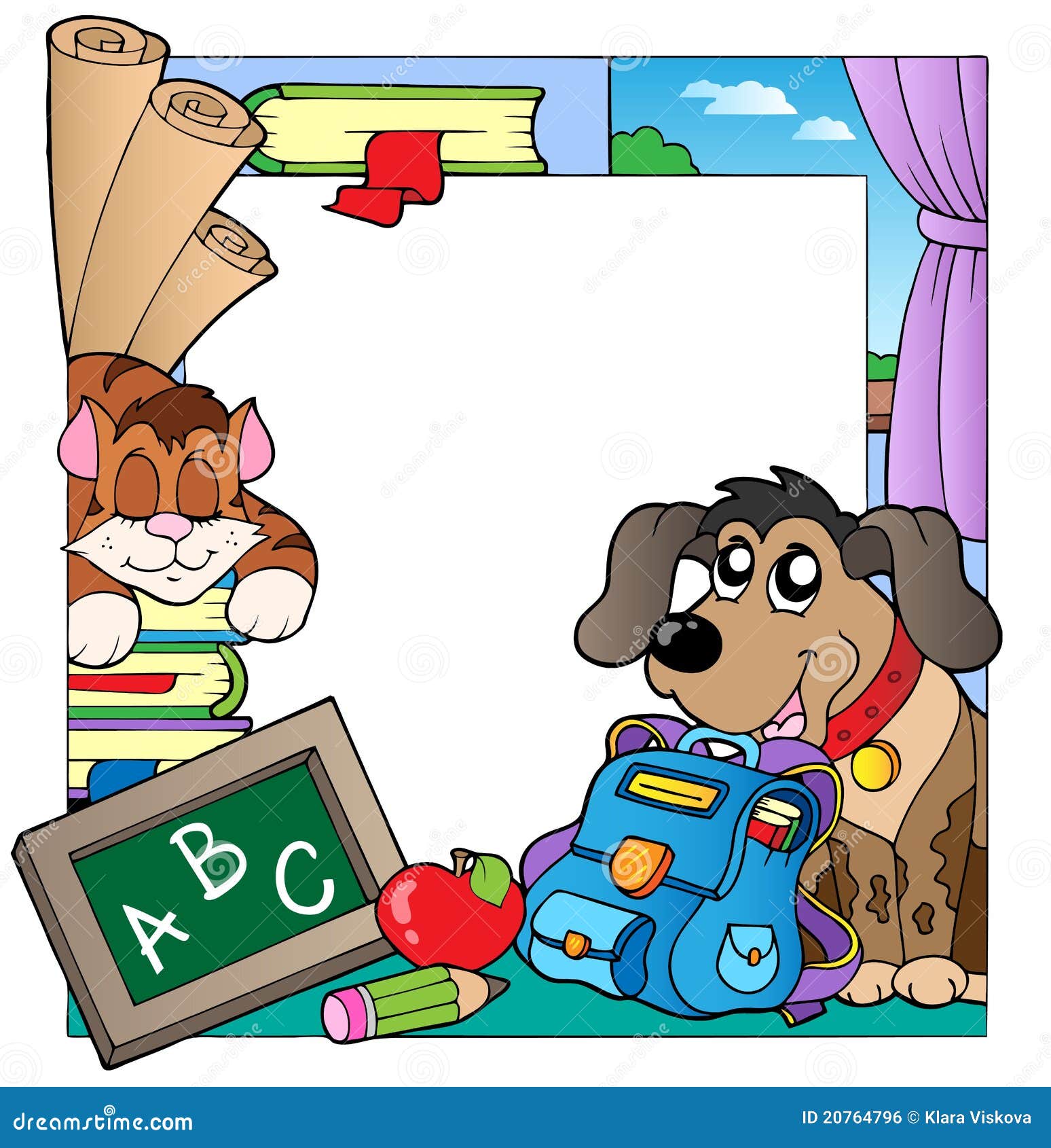 Trame 7 de thème d'école illustration de vecteur. Illustration du livre ...