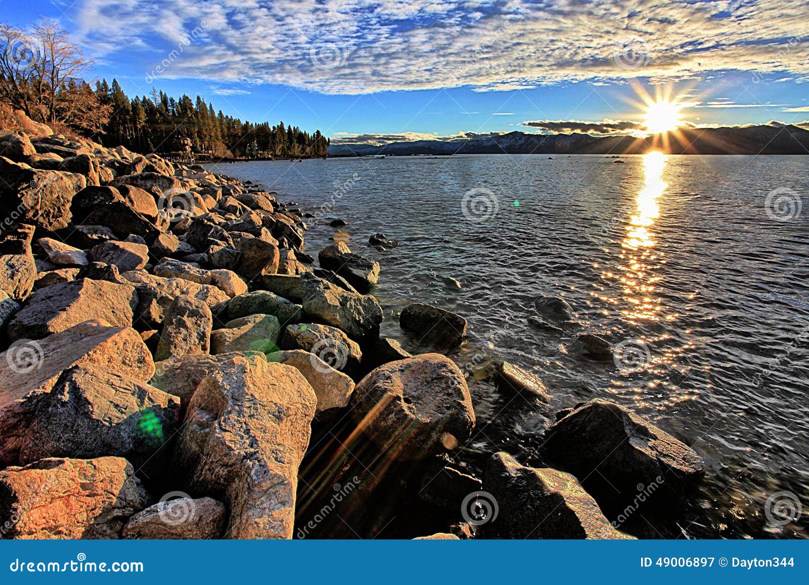Tramonto del lago Tahoe immagine stock. Immagine di nave - 49006897