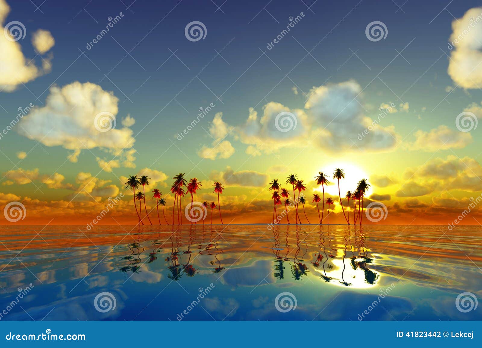 Tramonto Giallo Sopra Il Mare Tropicale Fotografia Stock - Immagine di ...