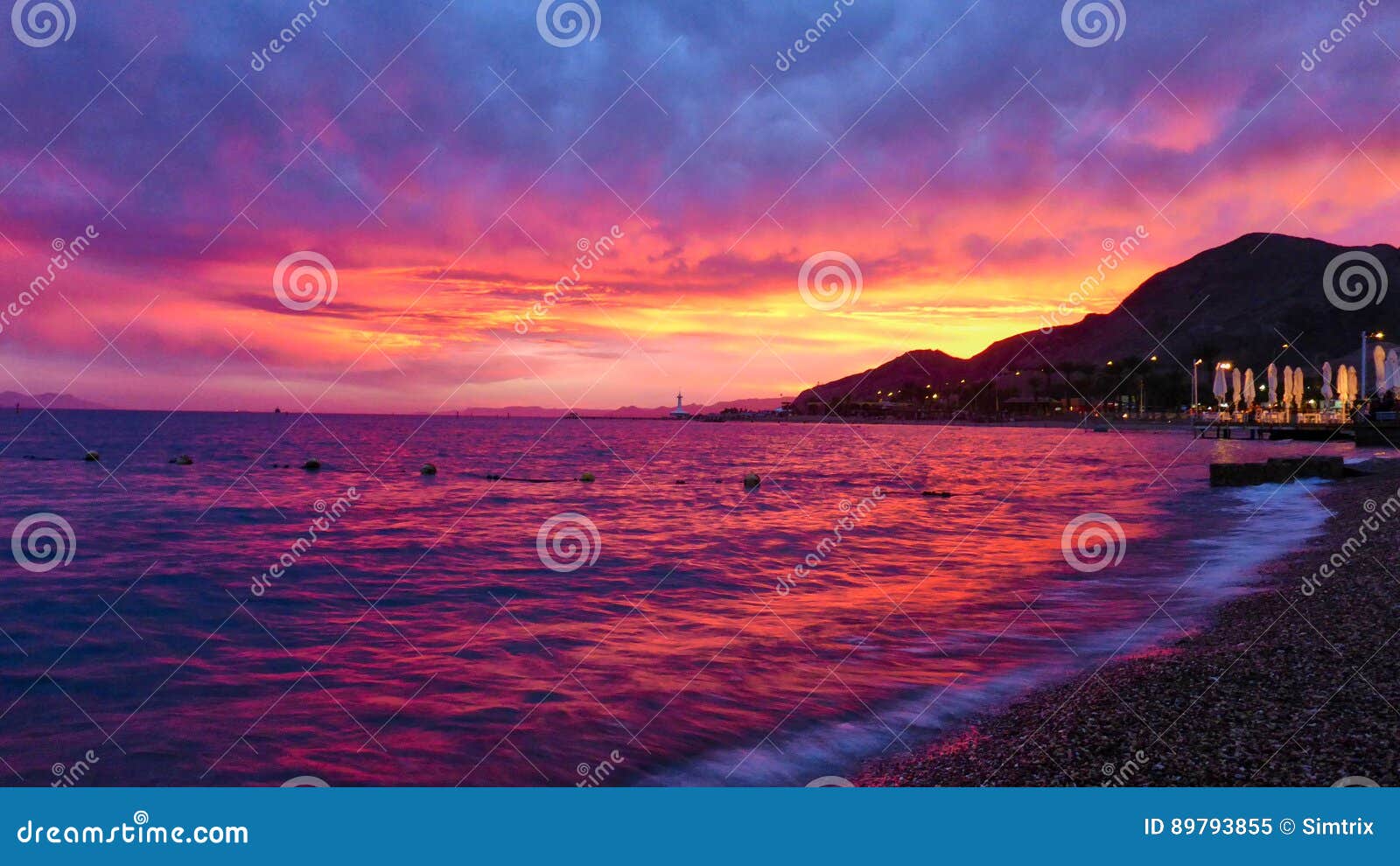 Tramonto Rosa Meraviglioso in Eilat Immagine Stock - Immagine di acqua ...