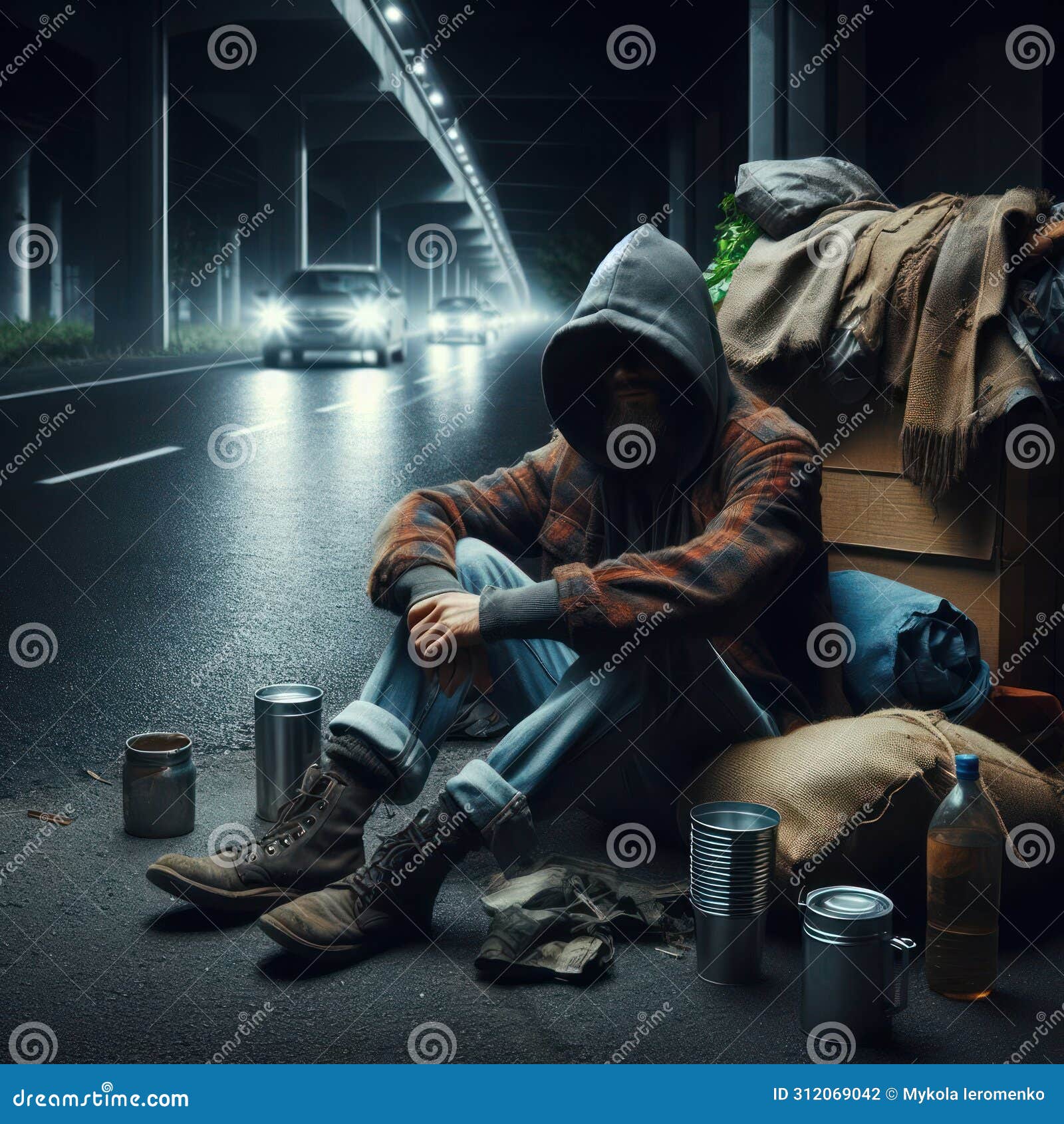 Tramp Sitting On The Newspapers Cartoon Vector | CartoonDealer.com ...