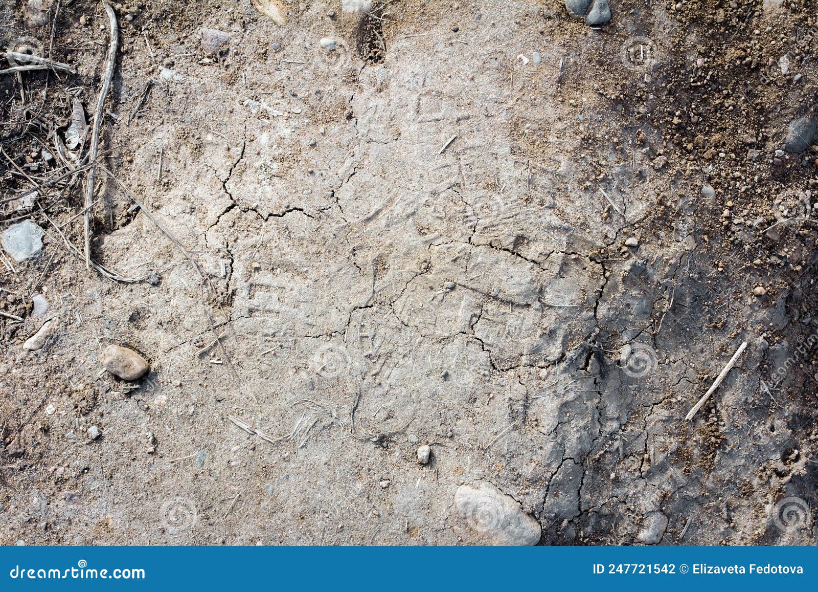 Texture of Dry Cracked Ground with Boot Prints Stock Photo - Image of ...