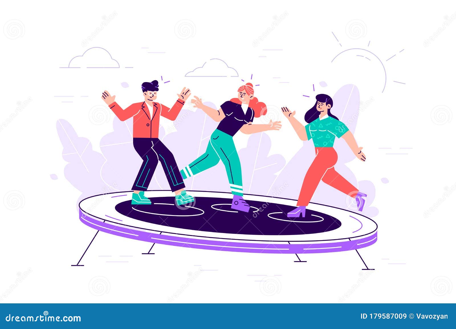 Young People Having Fun Jump and Bouncing Stock Vector - Illustration ...