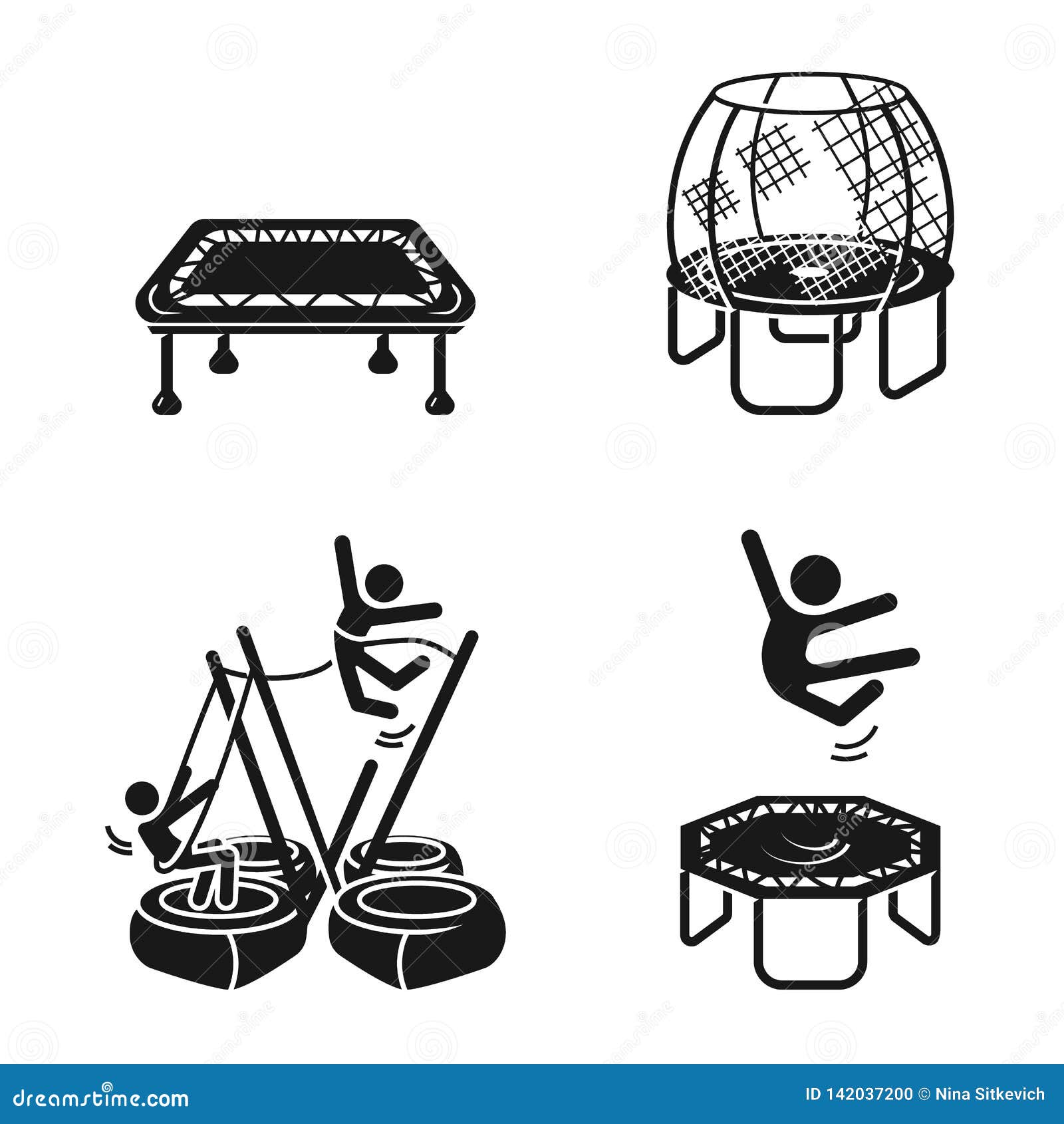 Trampoline Icons Set, Simple Style Stock Vector - Illustration of ...