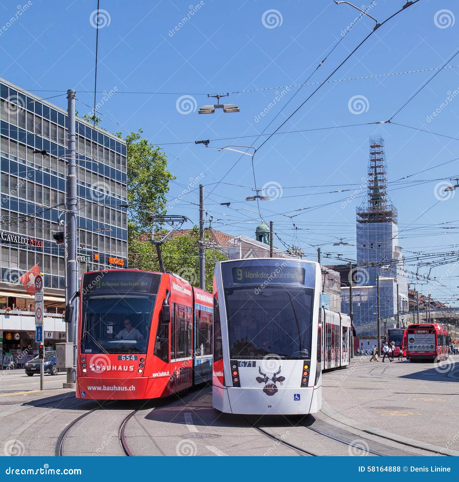 Trams in Bern editorial stock photo. Image of tram, square - 58164888