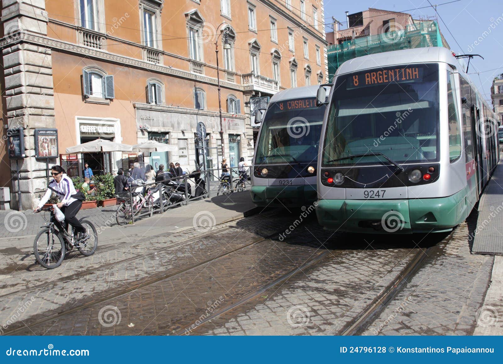 Trams in Rome editorial stock photo. Image of piazza - 24796128