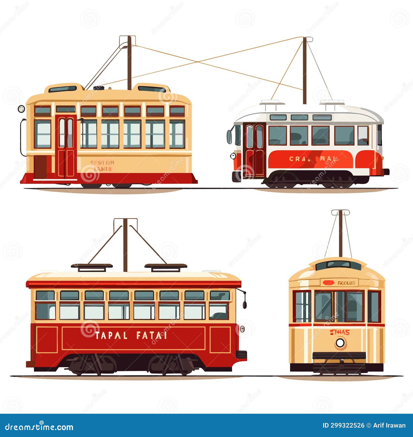 Tramway Set Element Flat Vector Stock Illustration - Illustration of ...