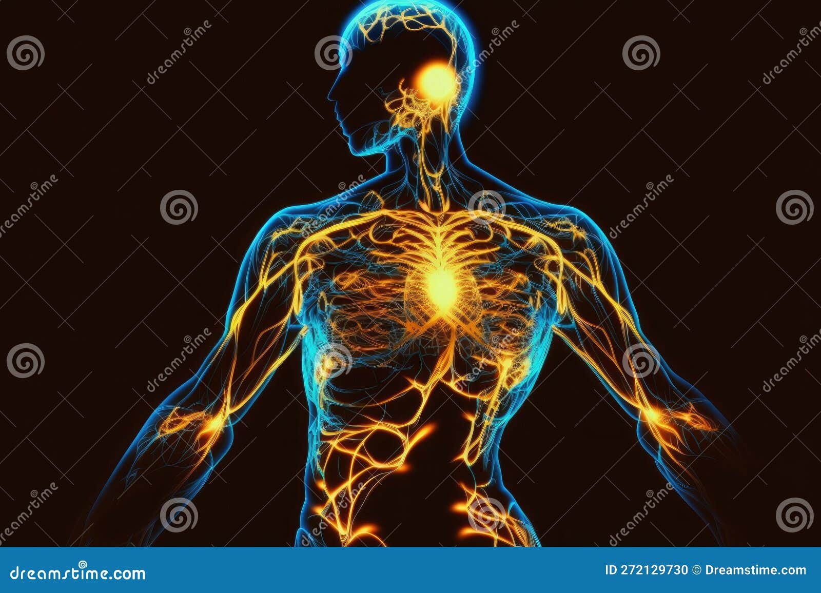 Cosmic Trance and Hypnosis Concept of Glowing Body Silhouette Neural ...