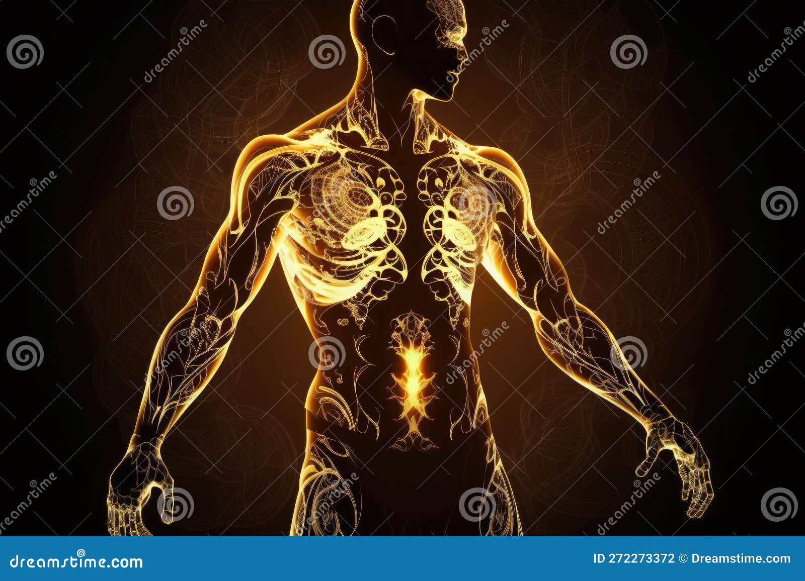 Cosmic Trance and Hypnosis Concept of Glowing Body Silhouette Neural ...