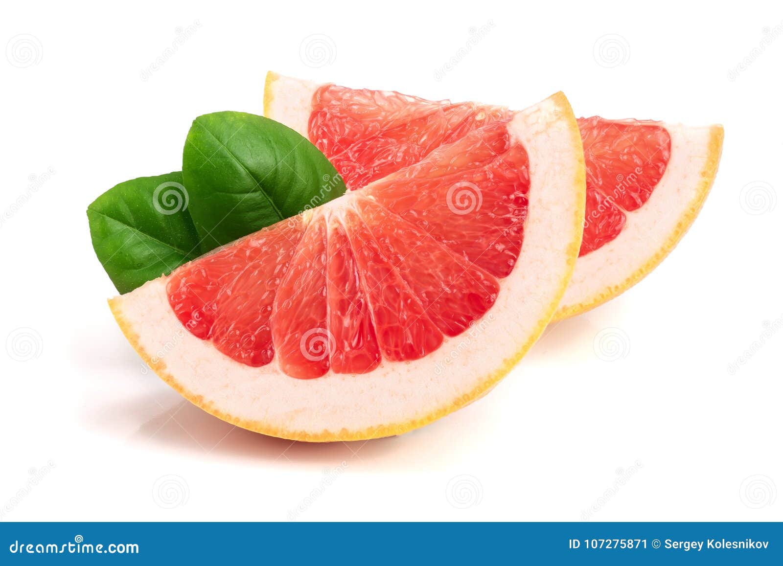 Tranches De Pamplemousse Avec Des Feuilles D'isolement Sur Le Fond ...