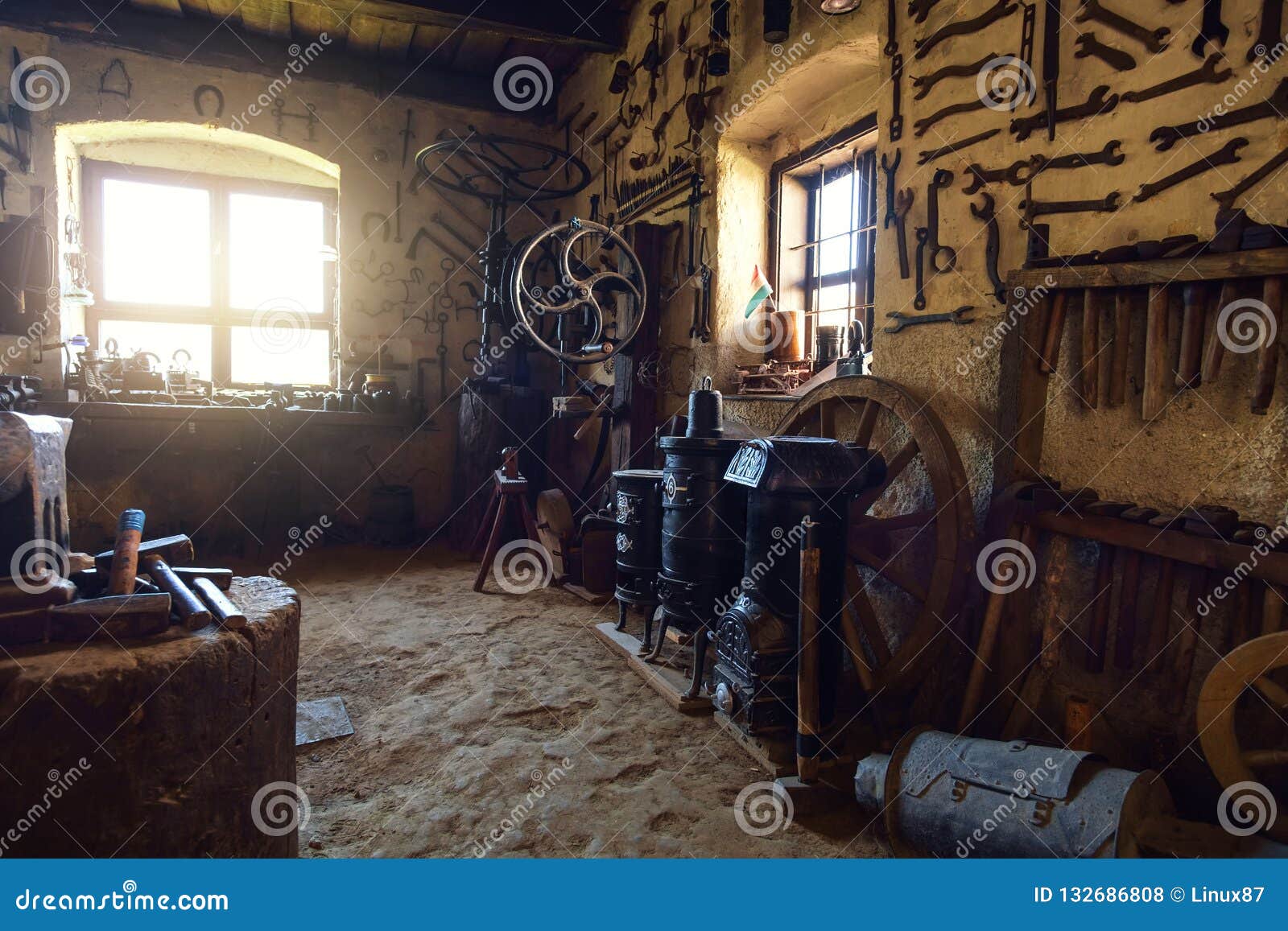 Tranditional Smithy Workshop Interior Stock Photo - Image of carpentry ...