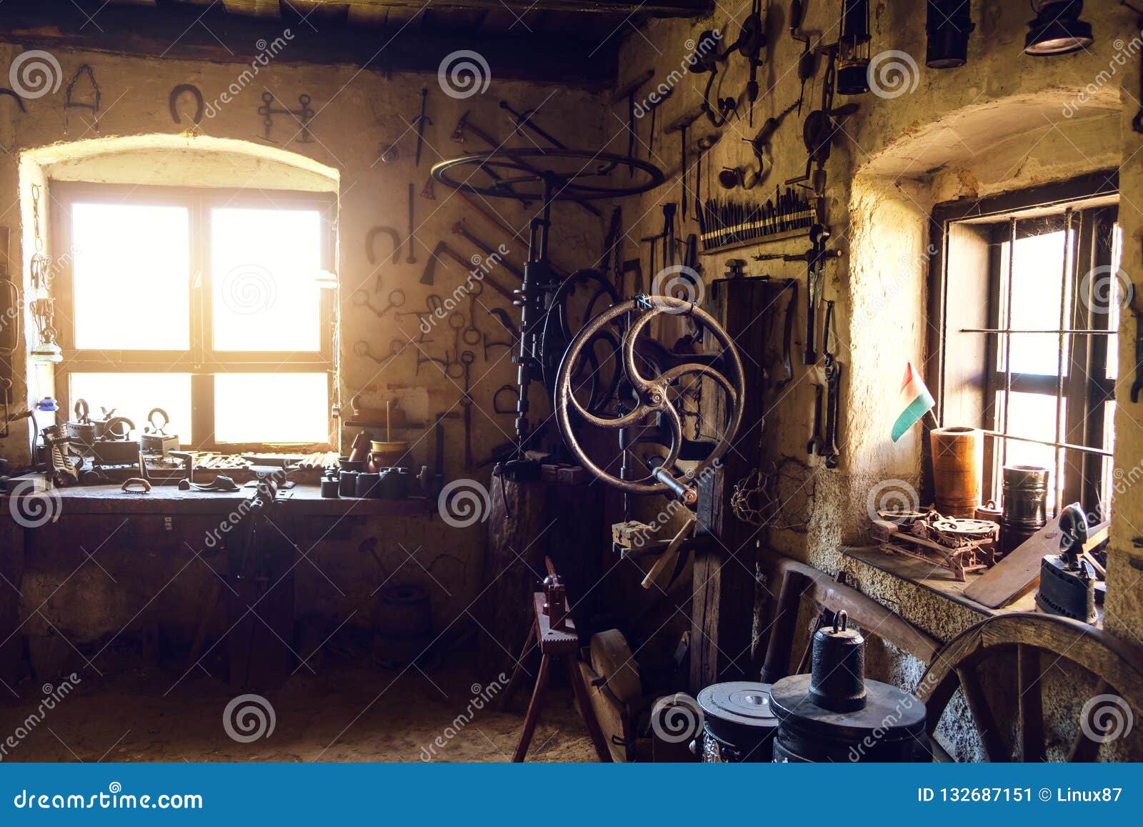 Tranditional Smithy Workshop Interior Stock Image - Image of hand ...