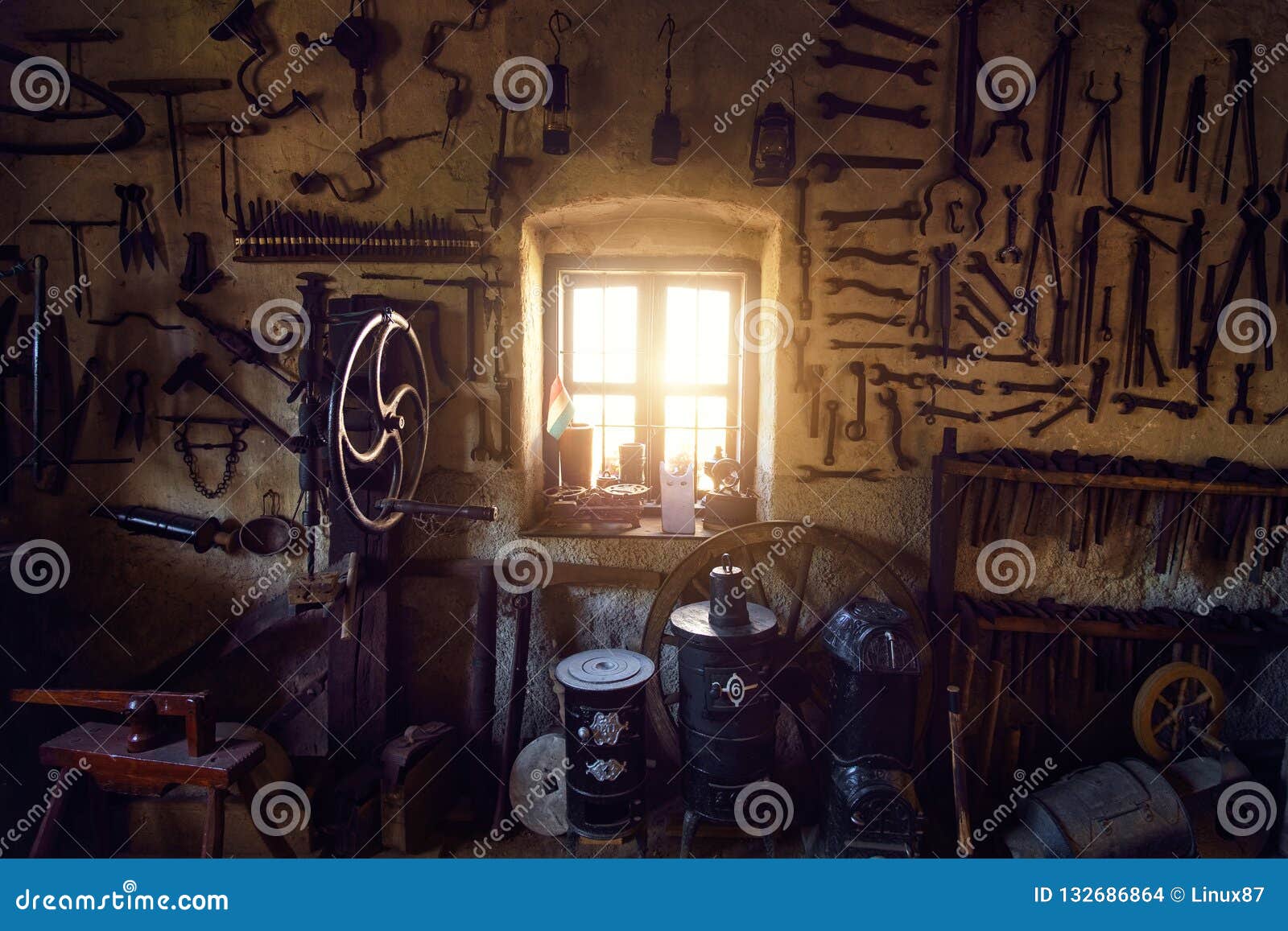 Tranditional Smithy Workshop Interior Stock Photo - Image of dust ...