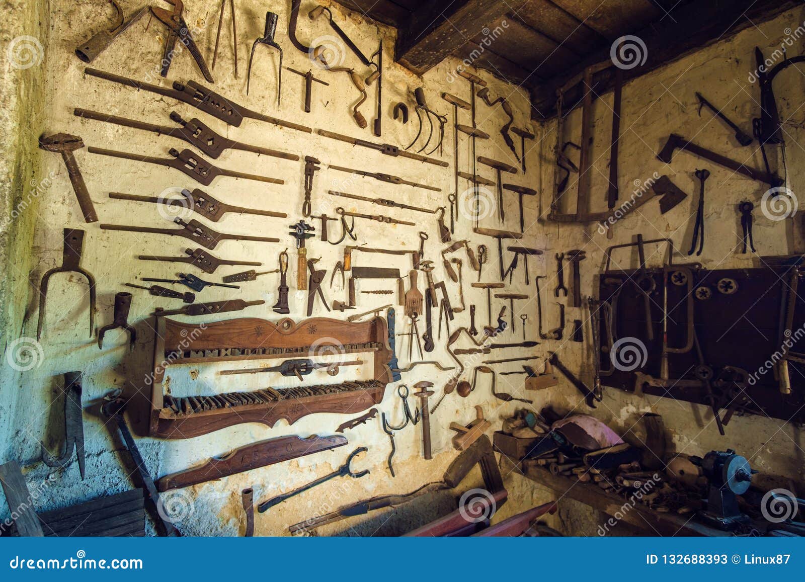 Tranditional Smithy Workshop Tools Stock Image - Image of heavy, hammer ...