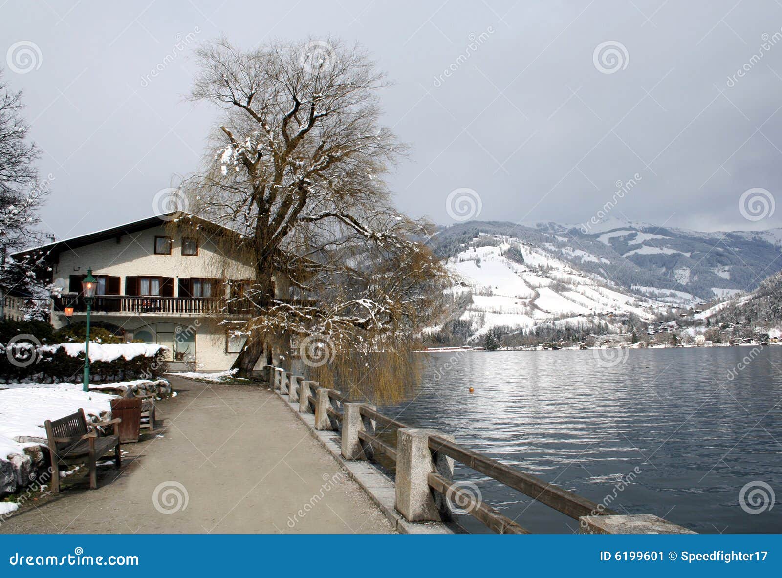 Tranquil Alpine Scene stock image. Image of chalet, residence - 6199601