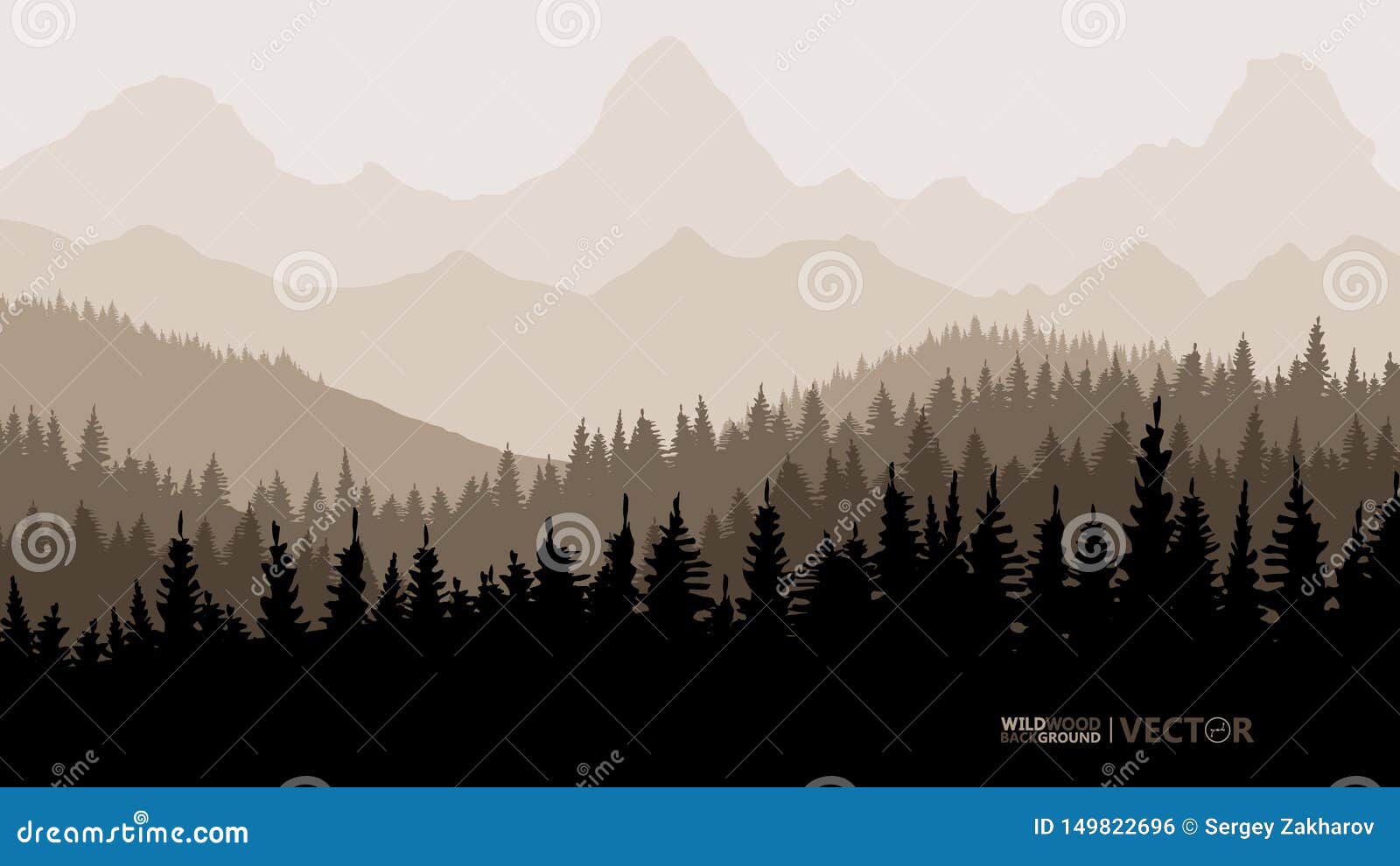 Tranquil Backdrop, Pine Forests, Mountains in the Background. Beige ...