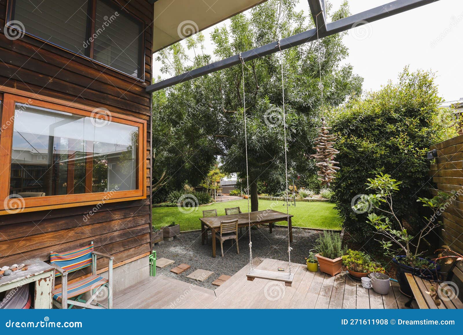 Tranquil Backyard on a Beautiful Spring Day Stock Photo - Image of ...