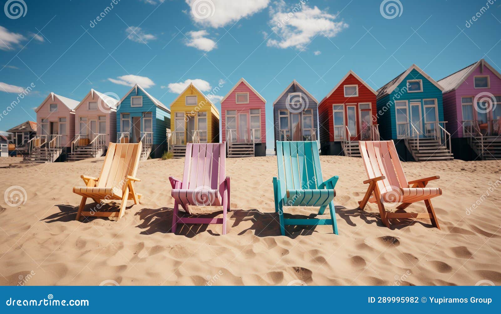 A Tranquil Beach Hut in Vibrant Colors, Side by Side in Nature ...