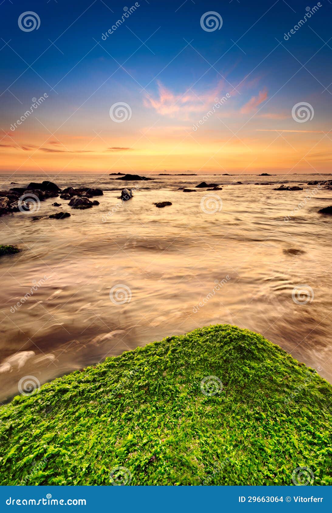 Tranquil Beach Scene in Amazing Light Stock Photo - Image of cloudy ...