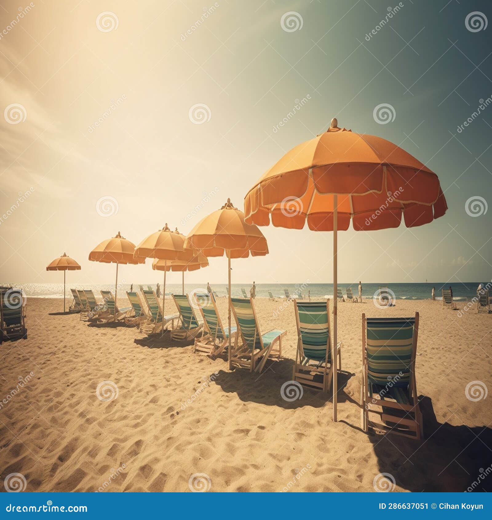 Tranquil Beachside Beauty Bathed in Sunlight Stock Illustration ...