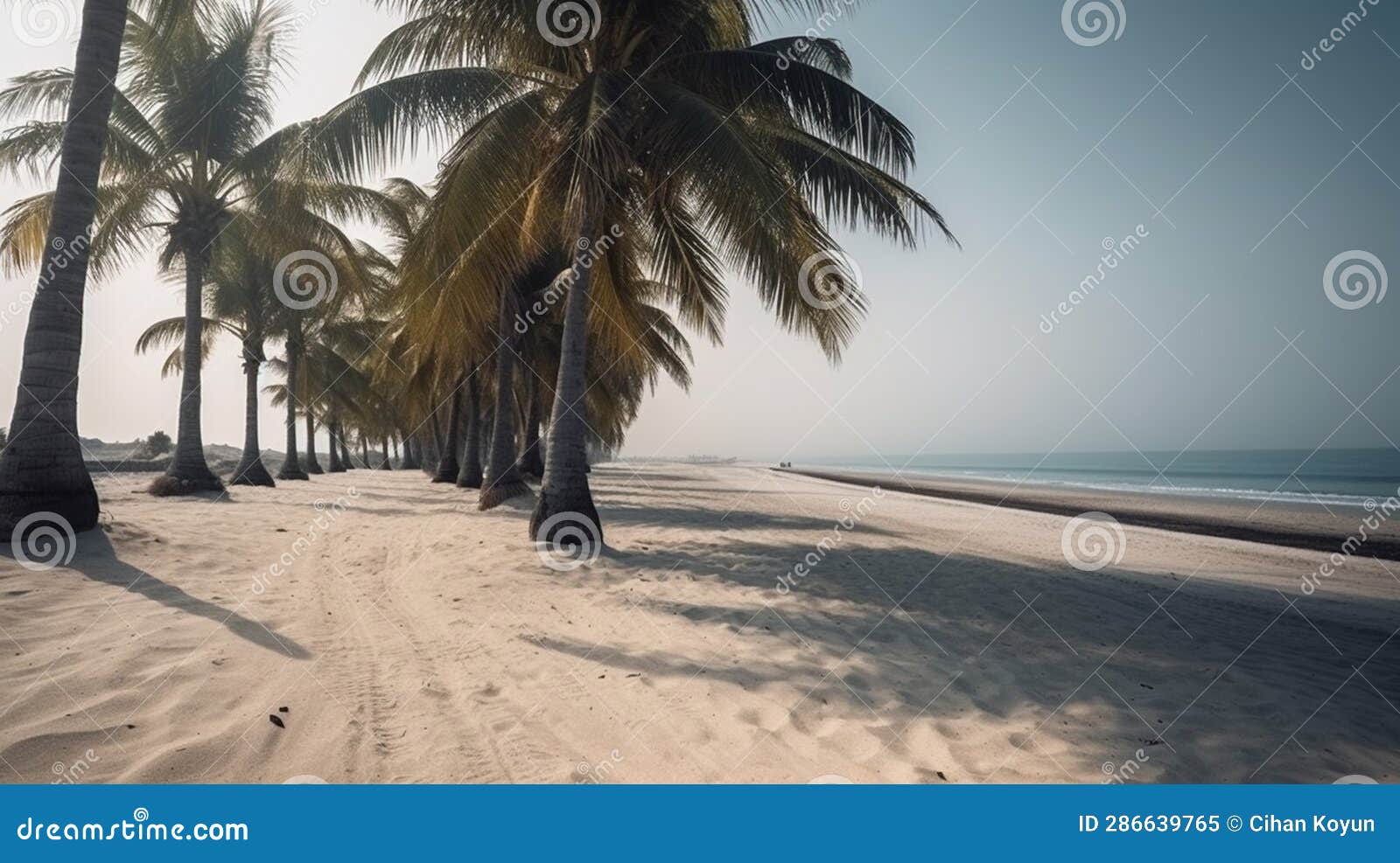 Tranquil Beachside Beauty Bathed in Sunlight Stock Illustration ...