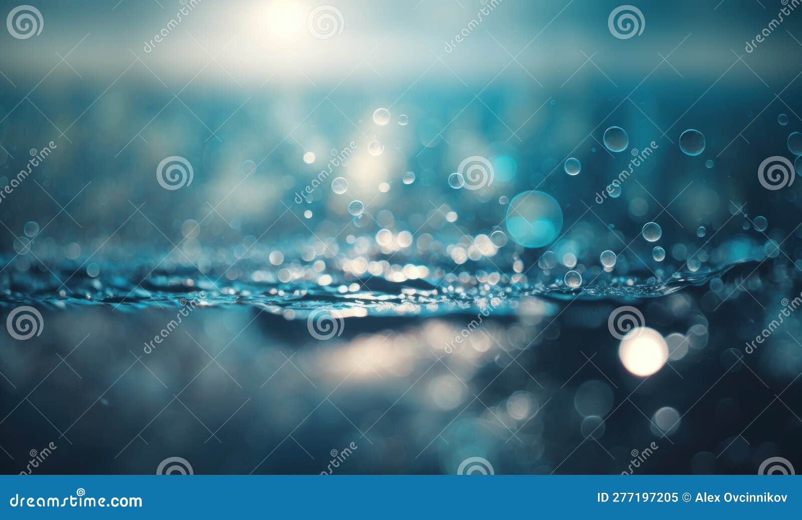 Tranquil Blue Water Surface Texture with Bubbles and Splashes. Perfect ...