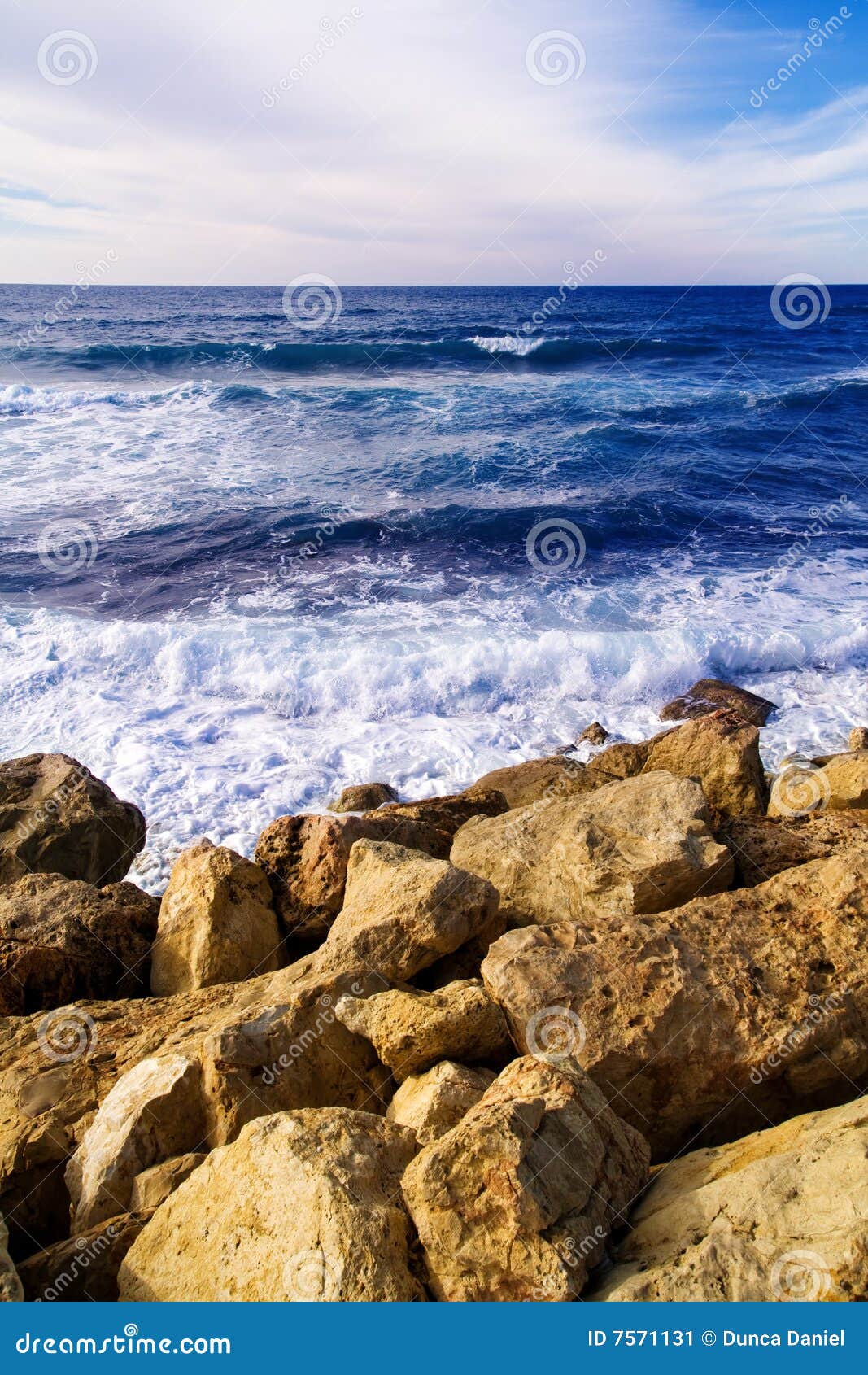 Tranquil Coastline Scene - Rocks and Sea Waves Stock Image - Image of ...