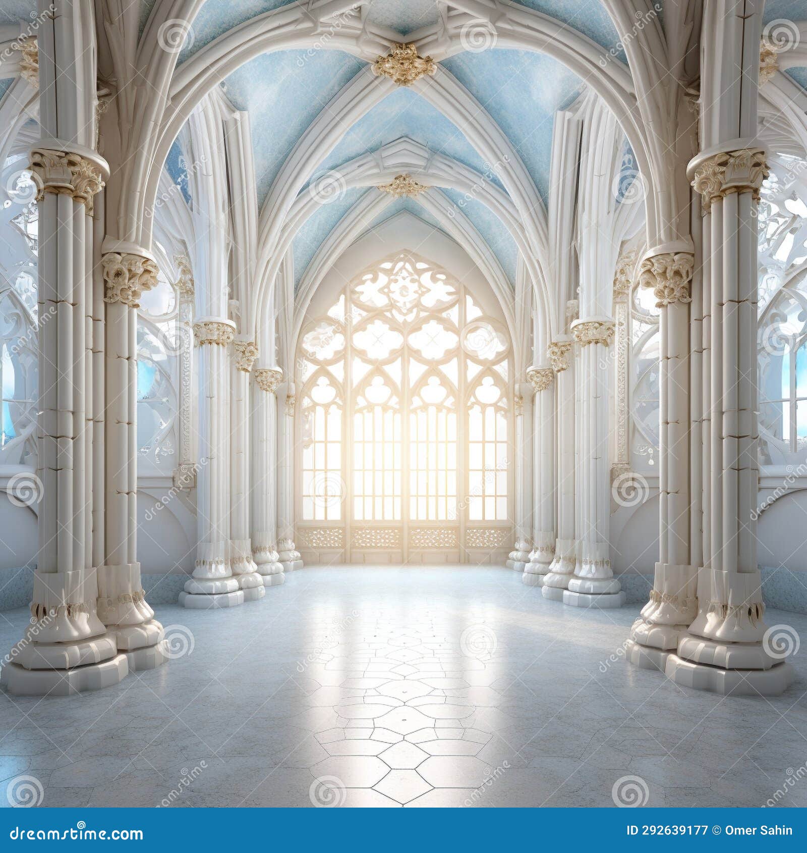 Tranquil and Ethereal Architectural Splendor Stock Illustration ...