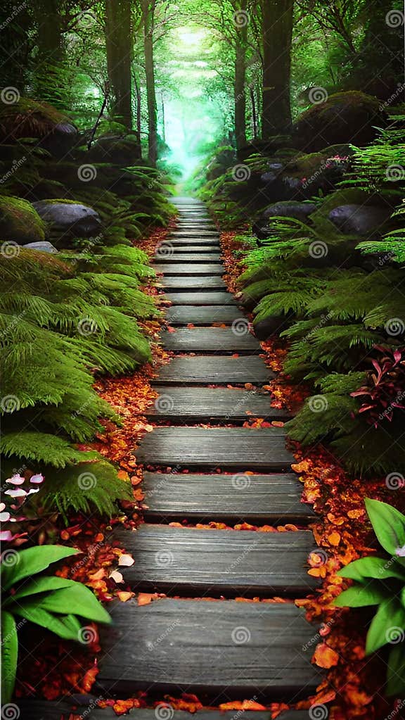 Tranquil Forest Pathway Illustration Artificial Intelligence Artwork ...