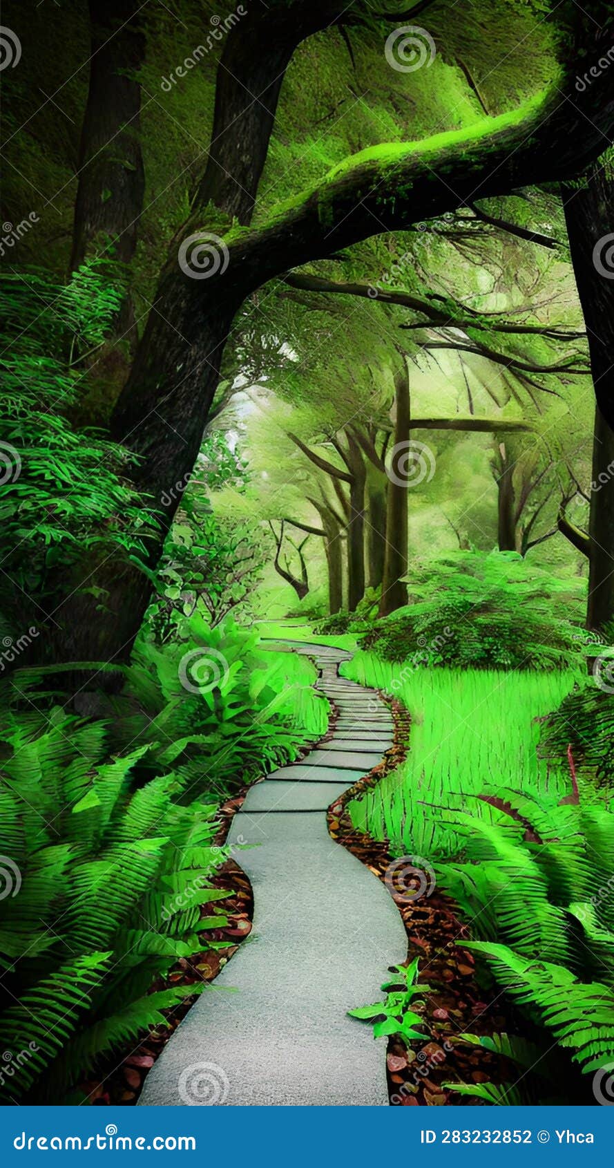 Tranquil Forest Pathway Illustration Artificial Intelligence Artwork ...