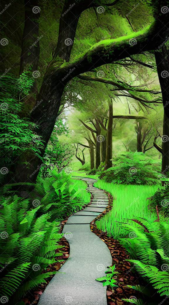 Tranquil Forest Pathway Illustration Artificial Intelligence Artwork ...